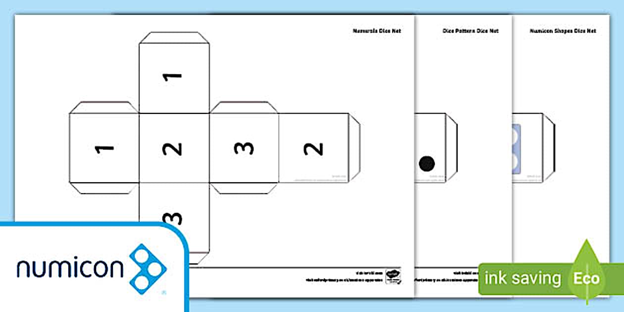 👉 1-3 Dice Nets with Numicon Shapes
